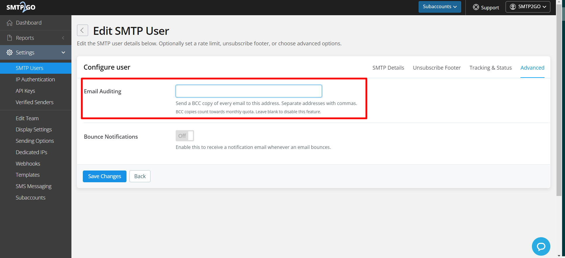 Email Auditing – SMTP2GO Support